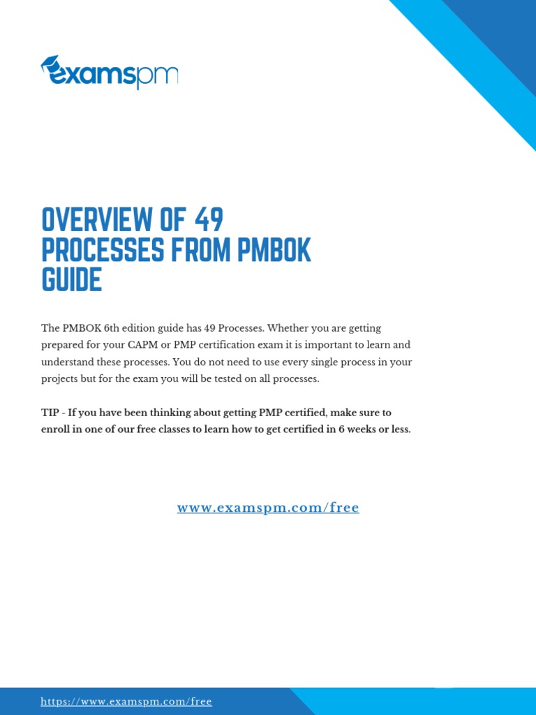 Overview of 49 Processes From PMBOK Guide PDF | PDF | Risk | Risk ...