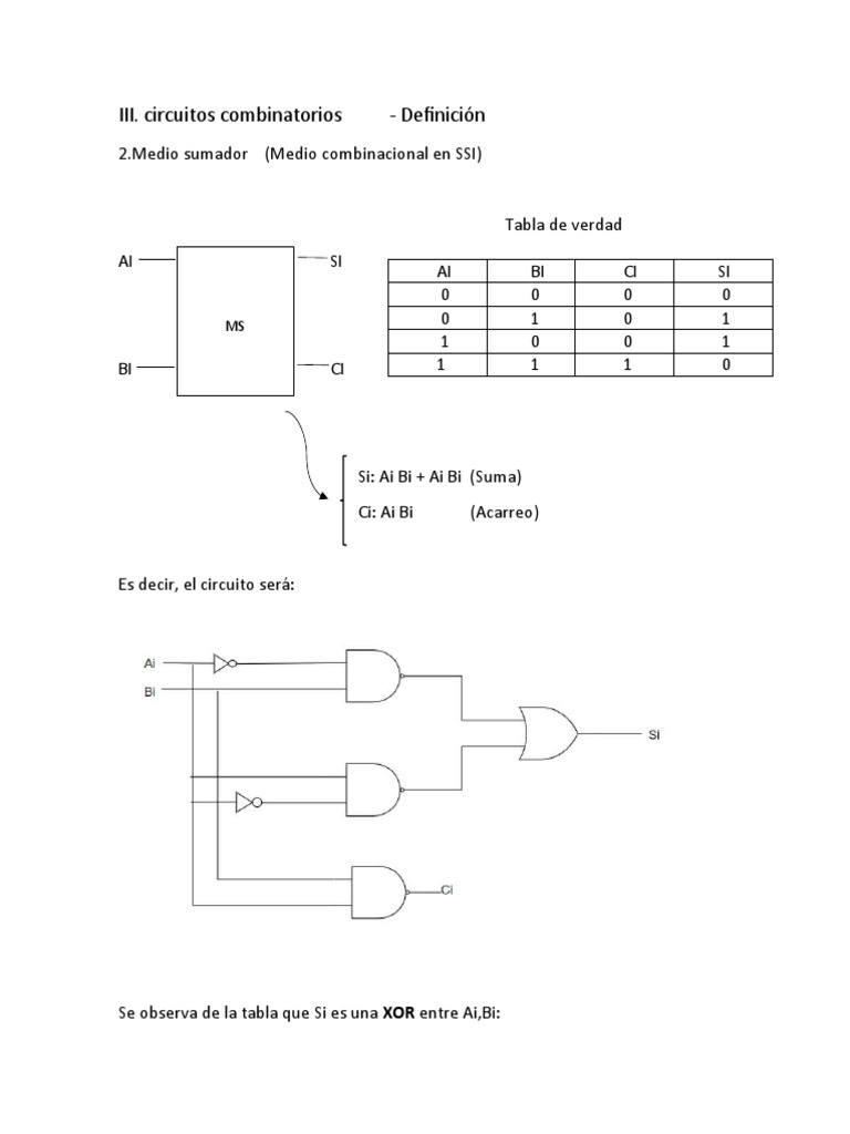 Notas Circuitos Combinatorios | PDF | Lógica | Aritmética