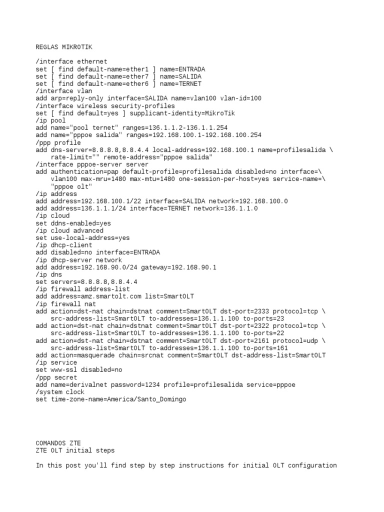 Comandos Olt Zte C320 Derivalnet Mejorada | Download Free PDF | Computer Science | Networking ...