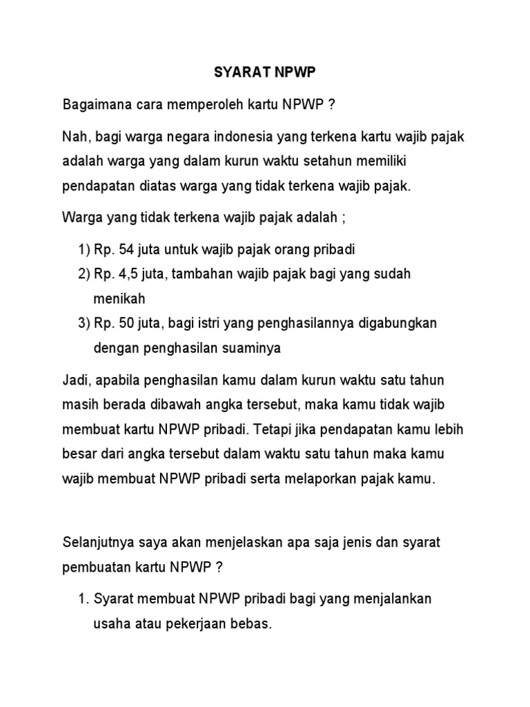 Syarat NPWP | PDF