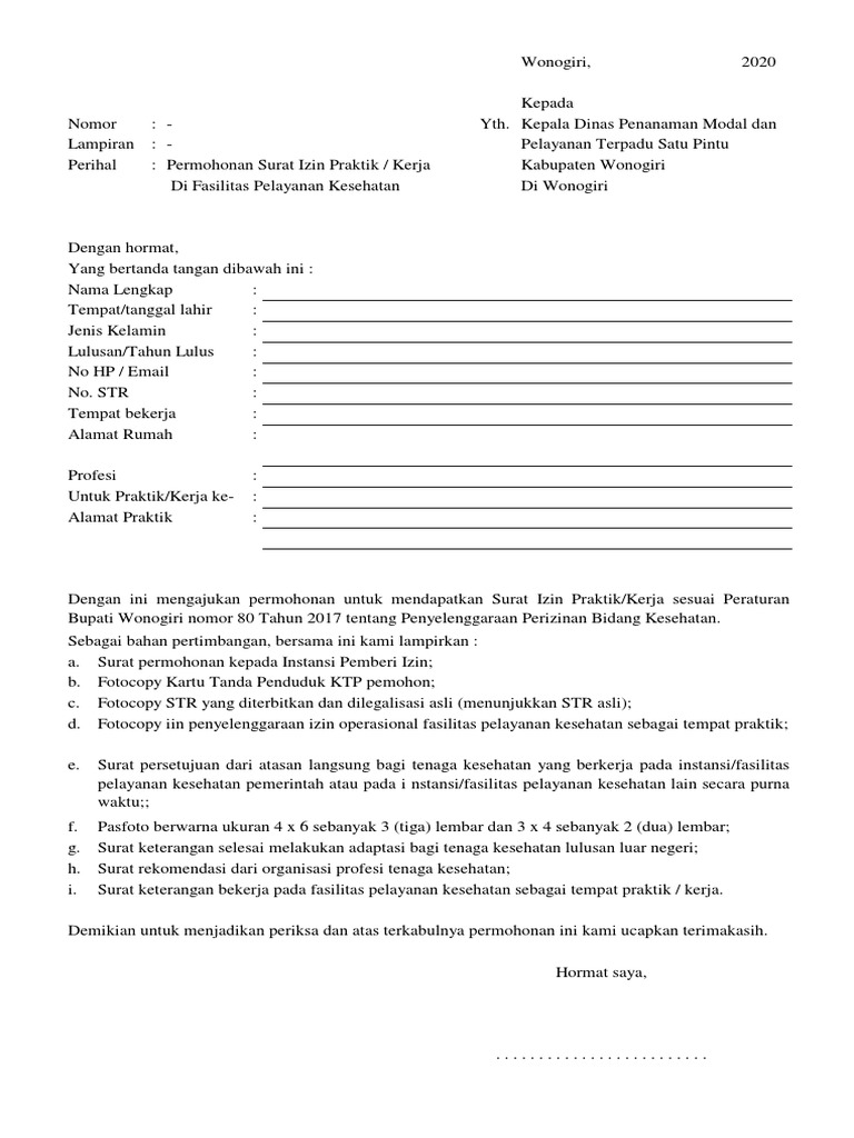 PTSP - Form Sip Faskes | PDF | Pengelolaan Keuangan & Uang