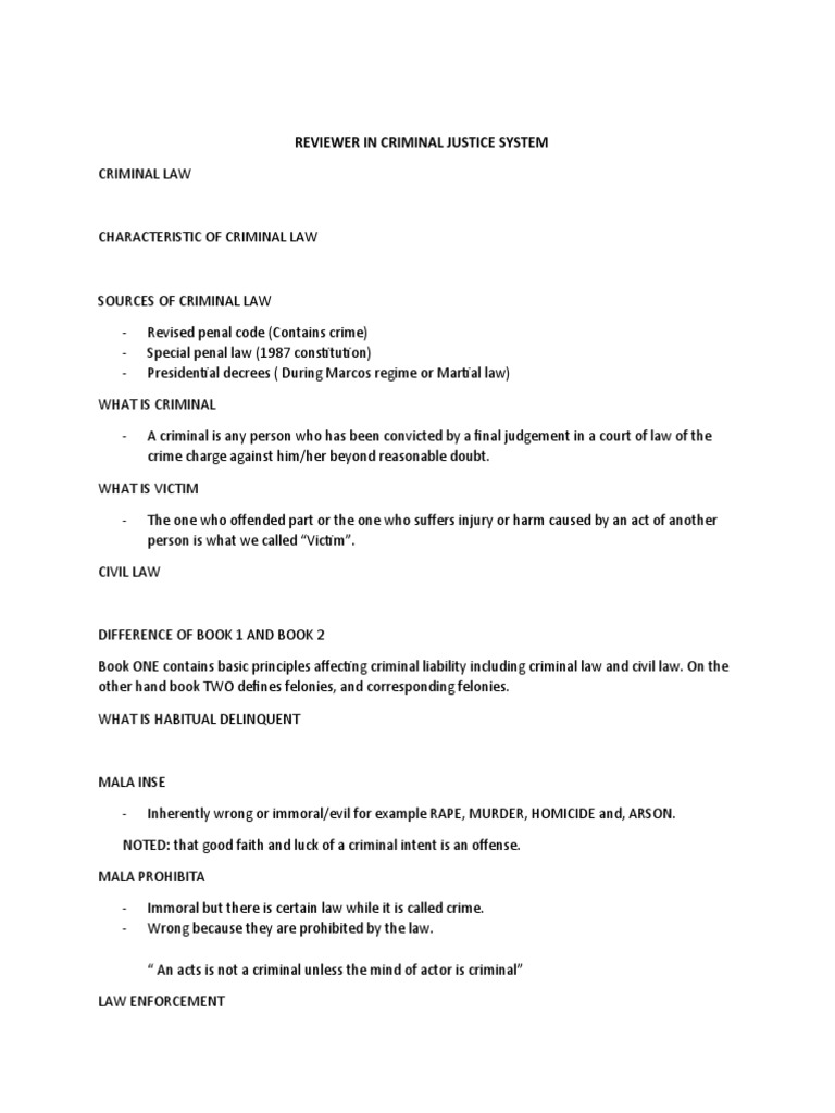 Reviewer CLJ | PDF | Criminal Law | Crimes
