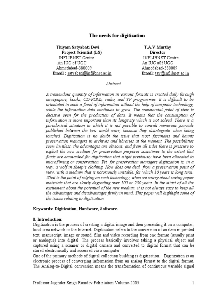 Importance of Digitization in Libraries | PDF | Image Scanner | Computing