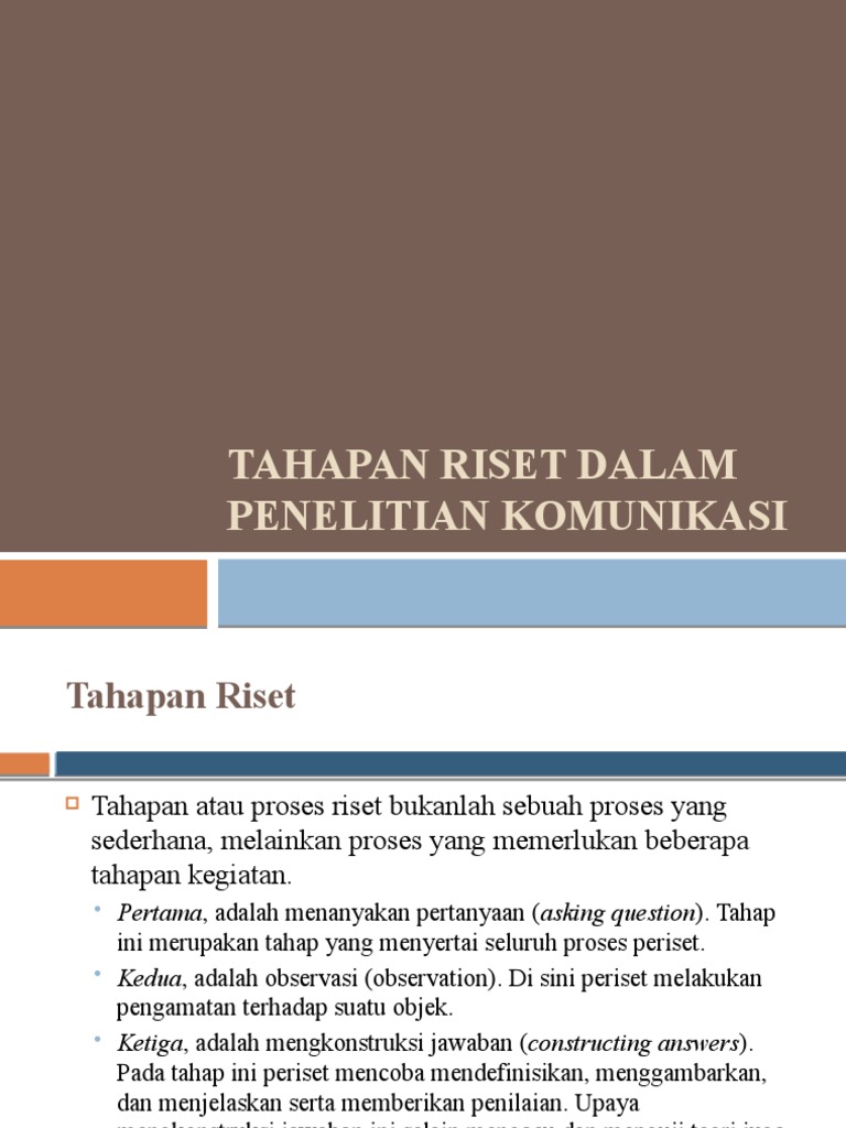 Tahapan Riset Komunikasi | PDF | Karier & Perkembangan | Sains & Matematika