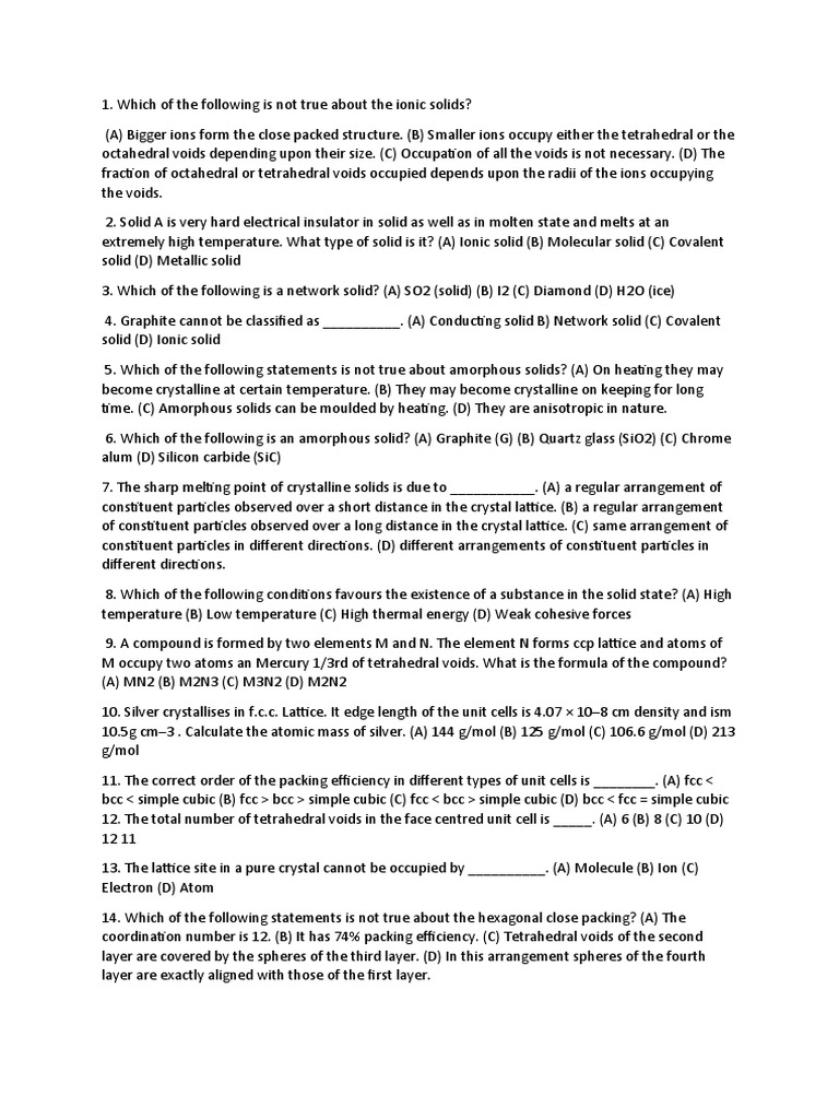 12 MCQ | PDF | Crystal Structure | Solid