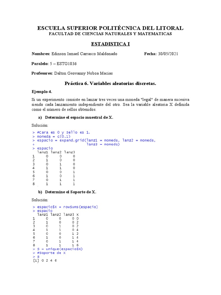 Practica VI - EST I | PDF