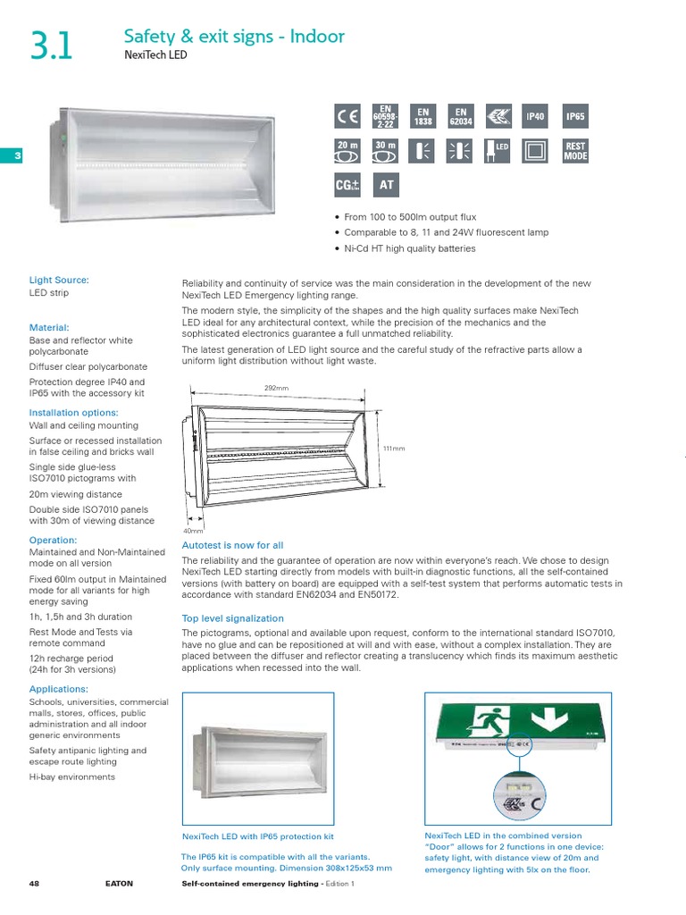 Safety & Exit Signs - Indoor: Nexitech Led | PDF | Reliability ...