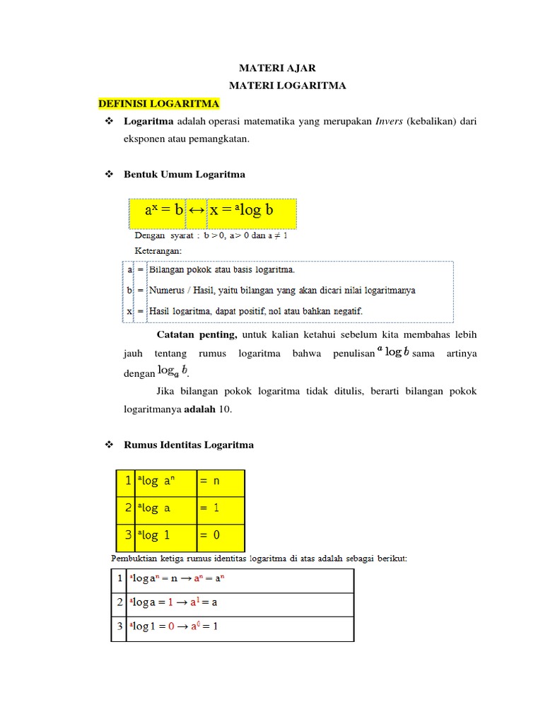 Modul Logaritma 1 | PDF