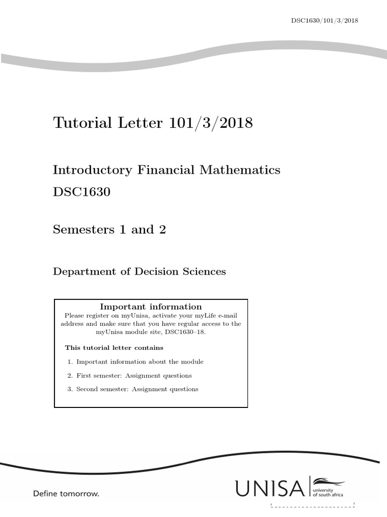 101 - Tutorial Letter DSC1630 | PDF | Interest | Test (Assessment)