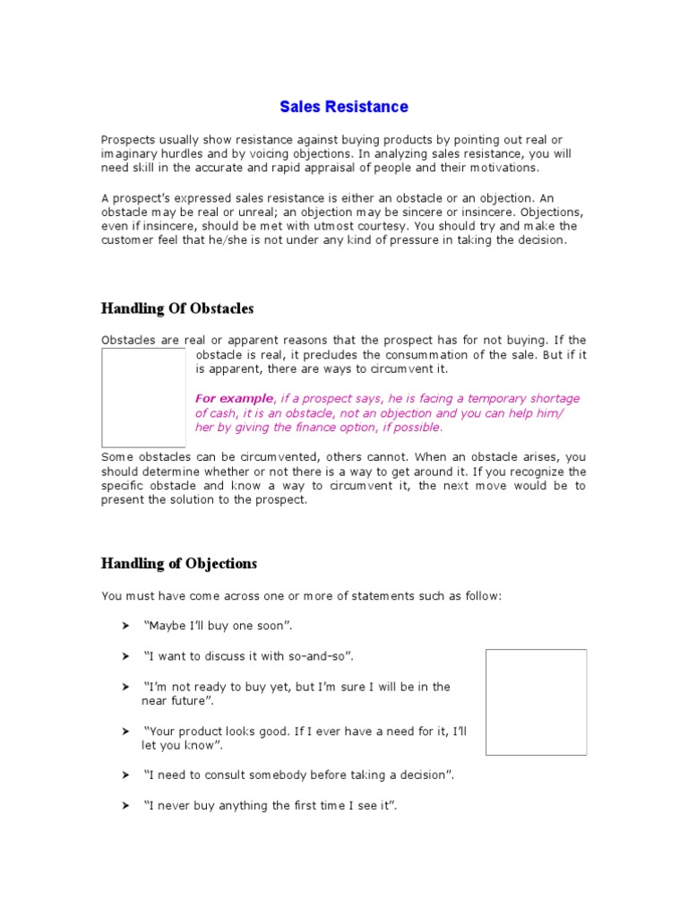 Sales Resistance | PDF | Sales | Economies