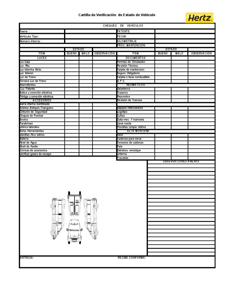 Check List Vehiculo Pasajeros