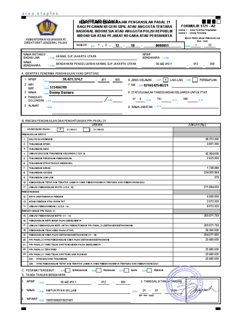 Formulir 1721 A2 untuk Pajak PPh 21 | PDF