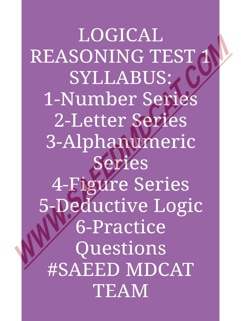 Kips Logical Reasoning (Practice Test-1) by Saeed Mdcat Team | PDF