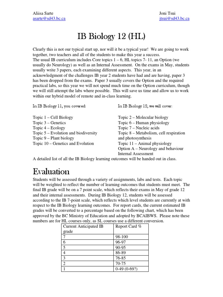 IB Biology 12 (HL) : Asarte@sd43.bc - Ca Jtsui@sd43.bc - Ca | PDF ...