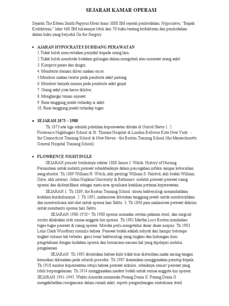 Wira Jayadi - Sejarah Kamar Operasi | PDF | Sains & Matematika