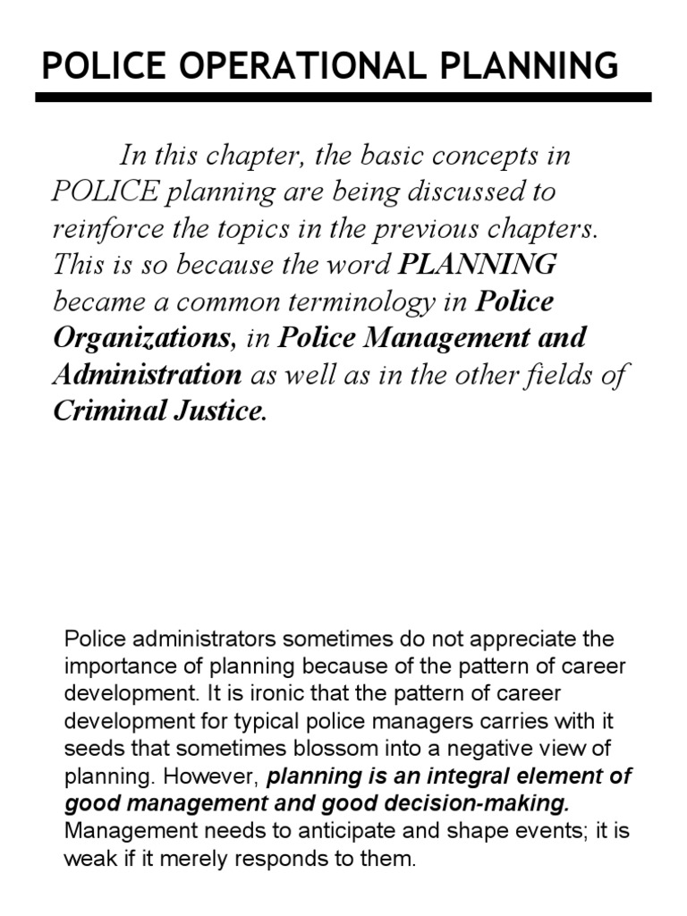 Police Operational Planning | PDF | Police | Goal