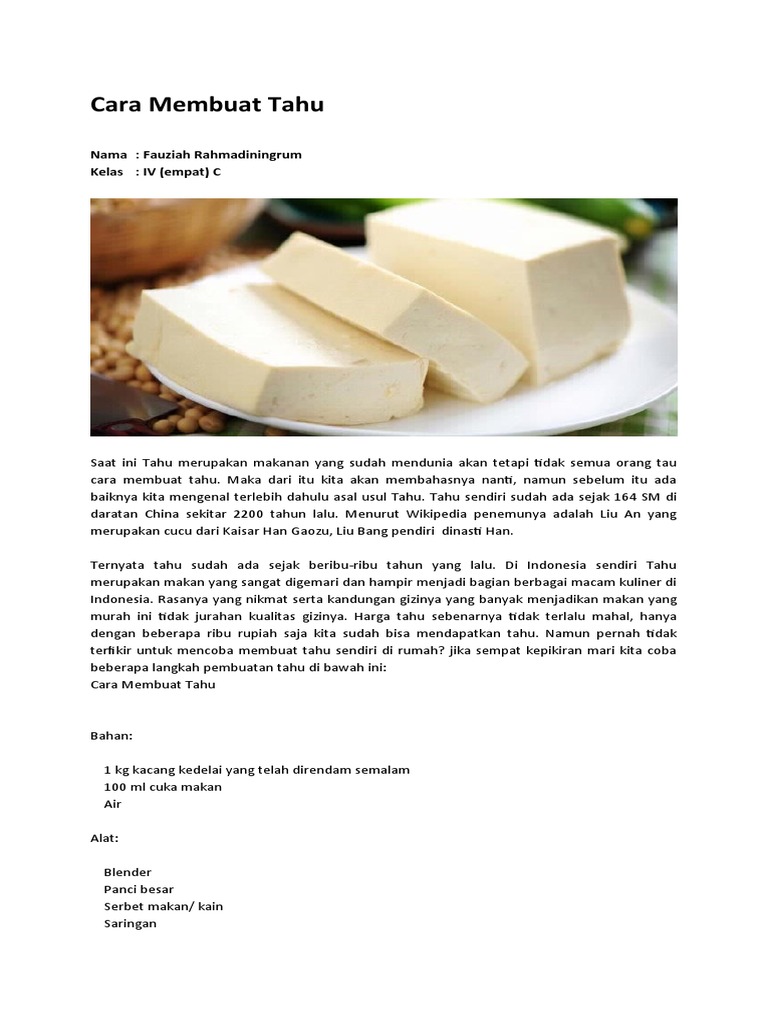 Cara Membuat Tahu | PDF