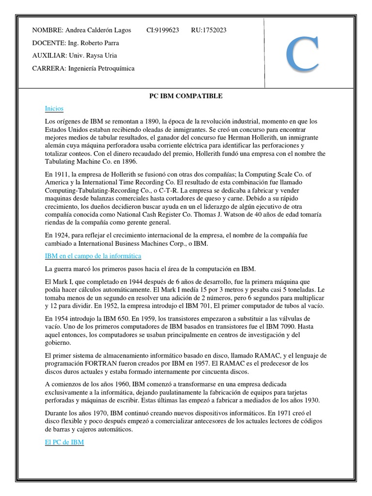 Historia del IBM PC y su impacto | PDF | Ibm | Compatibles con PC Ibm