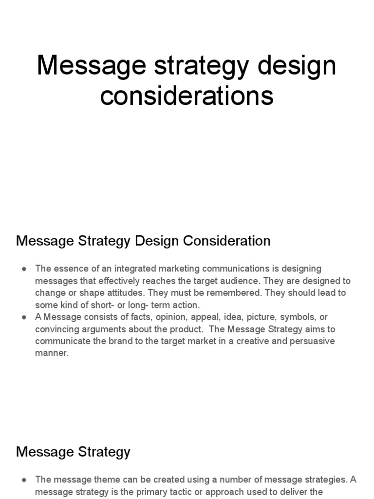 Message Strategy Design Considerations | PDF