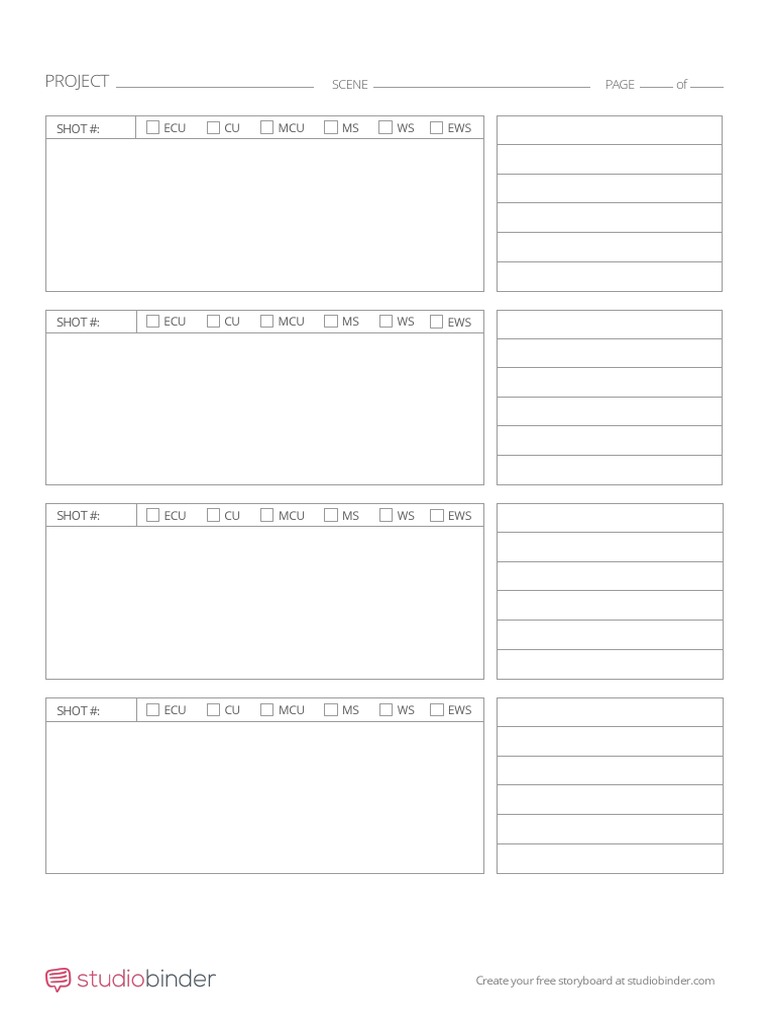 A4 Storyboard Template - 4-Panel - Portrait - StudioBinder | PDF
