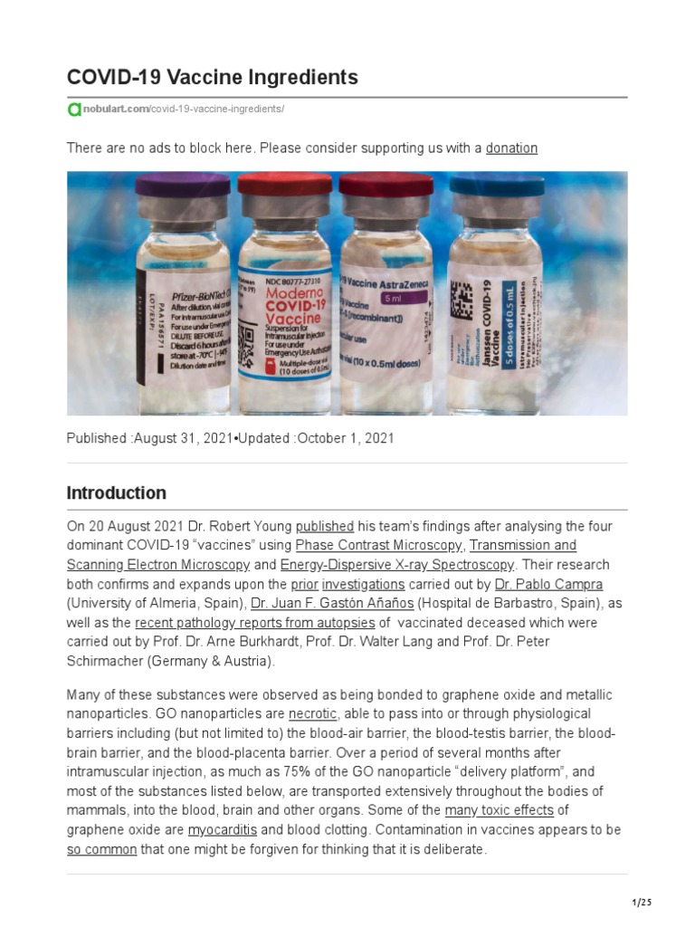 CVID-19 Vaccine Ingredients | PDF | Chlorine | Medicine