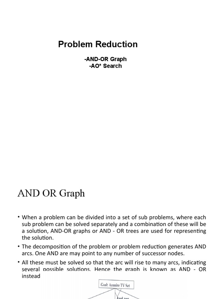 Problem Reduction And Or Graph Ao Search Pdf Mathematical Logic Algorithms And Data
