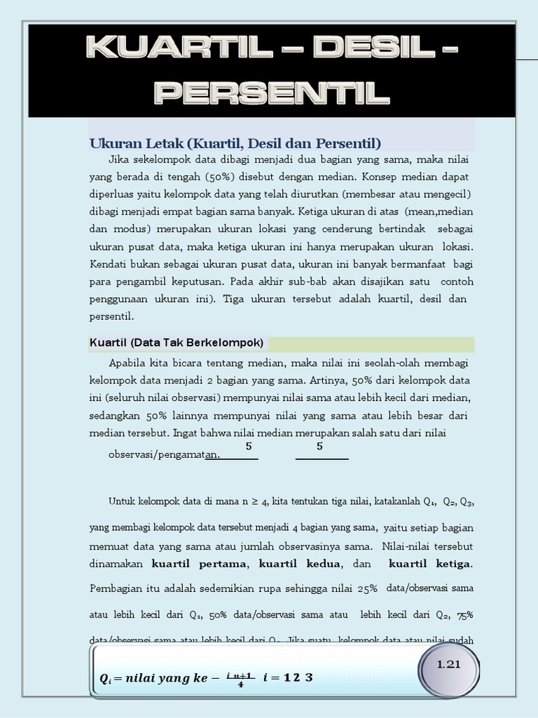 Ukuran Letak Kuartil Desil Dan Persentil | PDF