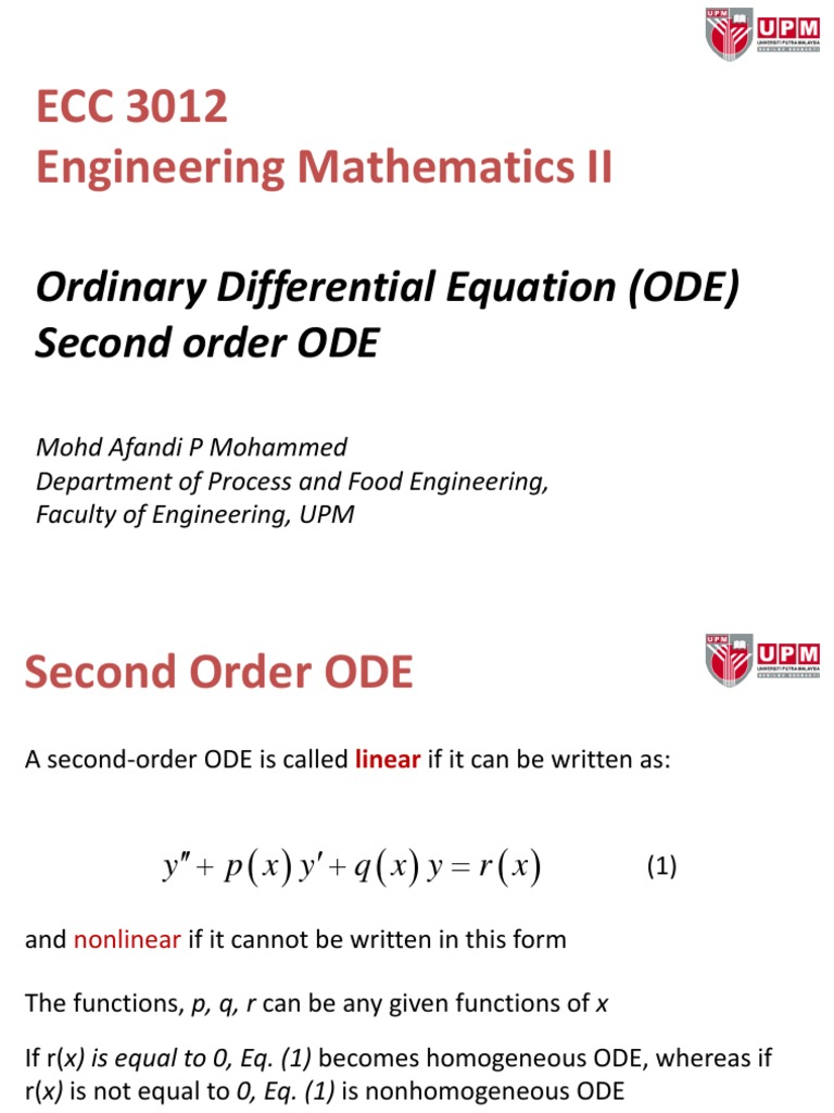 ECC3012 TOPIC3 Ode2order | PDF | Ordinary Differential Equation | Damping