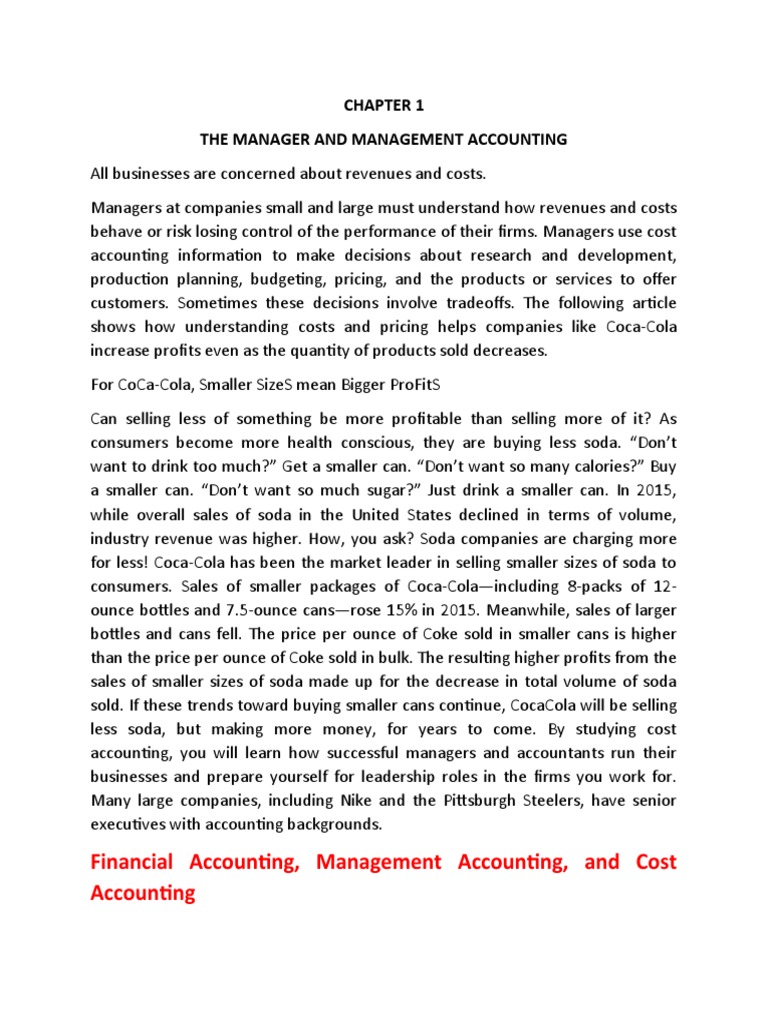 The Manager and Management Accounting | PDF | Management Accounting ...