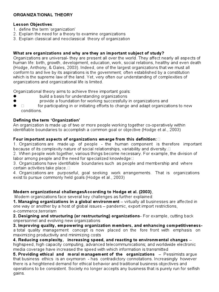 Organizational Theory Overview | PDF | Economies