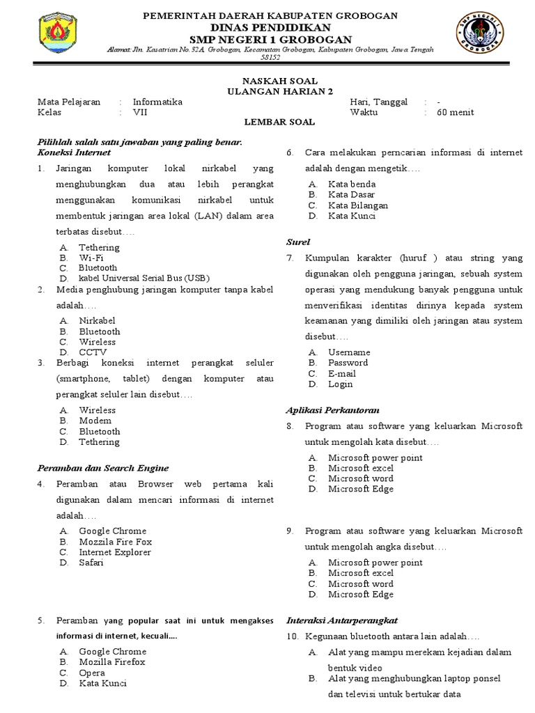 Soal Informatika Kelas VII | PDF