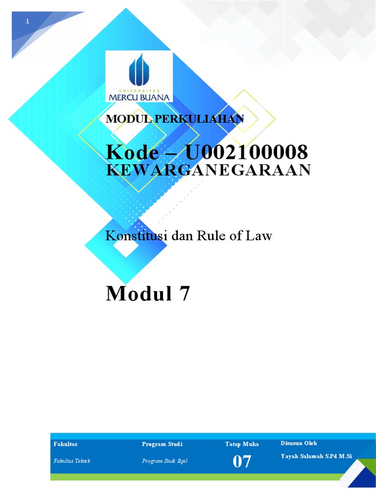 MODUL 7 KWN-Konstitusi Dan Rule of Law | PDF