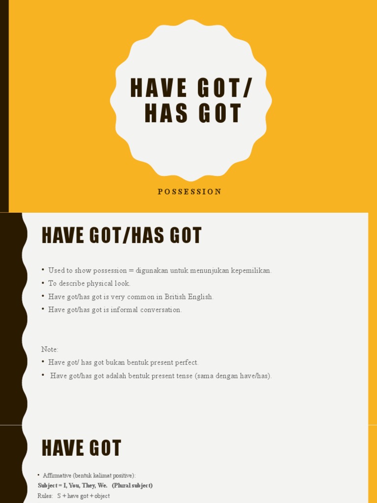 An Overview of the Uses and Forms of 'Have Got/Has Got' for Describing ...