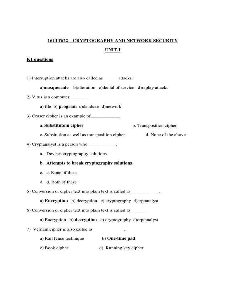 CNS MCQ | PDF | Cryptography | Transport Layer Security