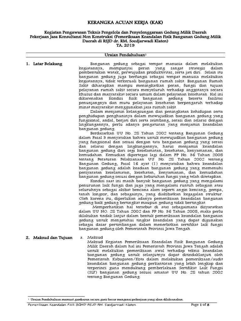 KAK Keandalan RSJ Klaten - Upload | PDF