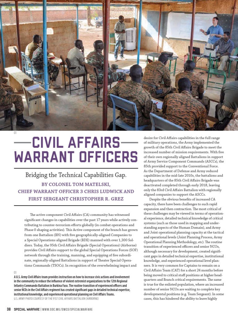 Civil Affairs Warrant Officers: Bridging The Technical Capabilities Gap ...