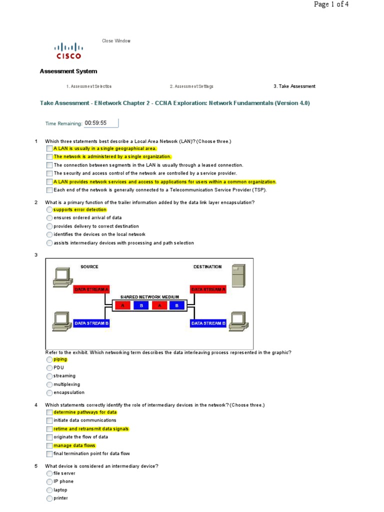 Assessment System: Take Assessment - Enetwork Chapter 2 - Ccna ... Assessment System: Take Assessment - Enetwork Chapter 2 - Ccna ...