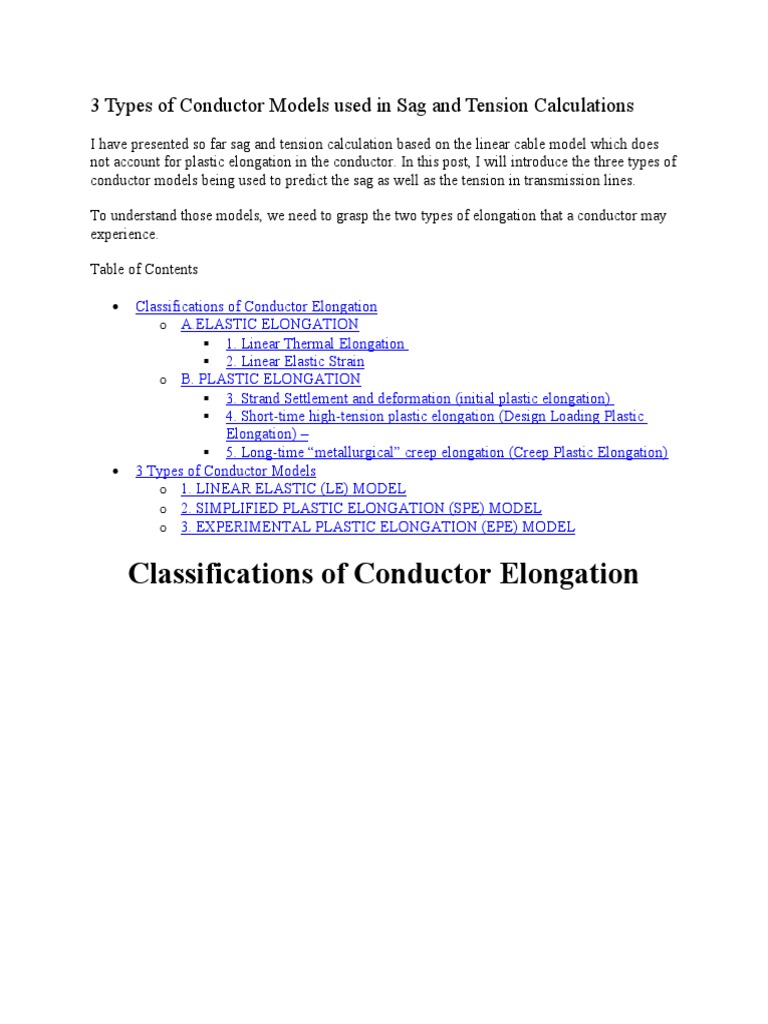 Classifications of Conductor Elongation: 3 Types of Conductor Models ...