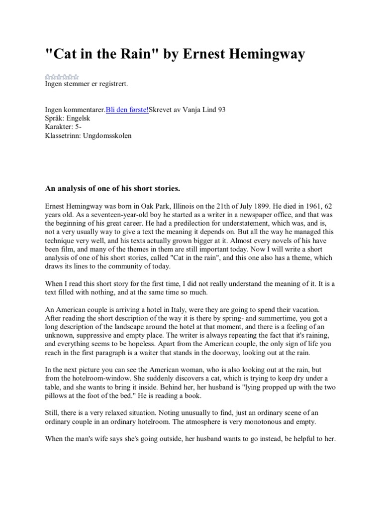 Cat in The Rain | PDF | Mystery, Thriller & Crime Fiction