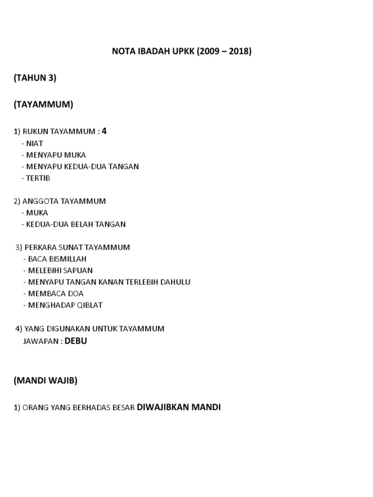 Nota Ibadah UPKK | PDF