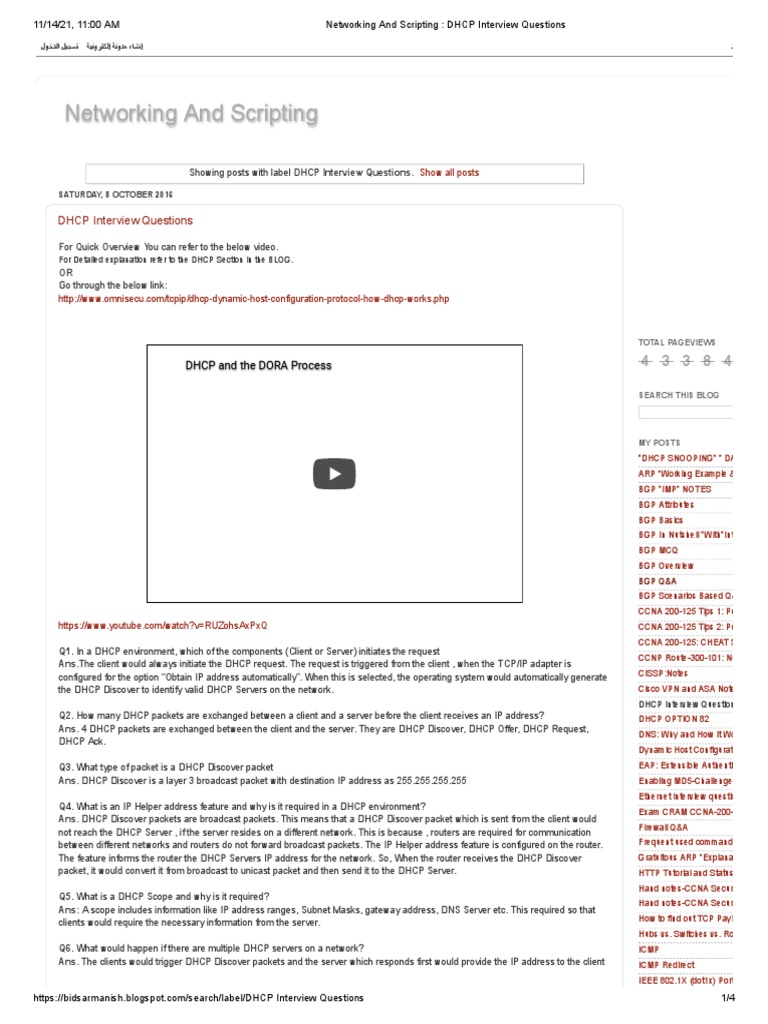 Networking and Scripting - DHCP Interview Questions | PDF | Ip Address | I Pv6