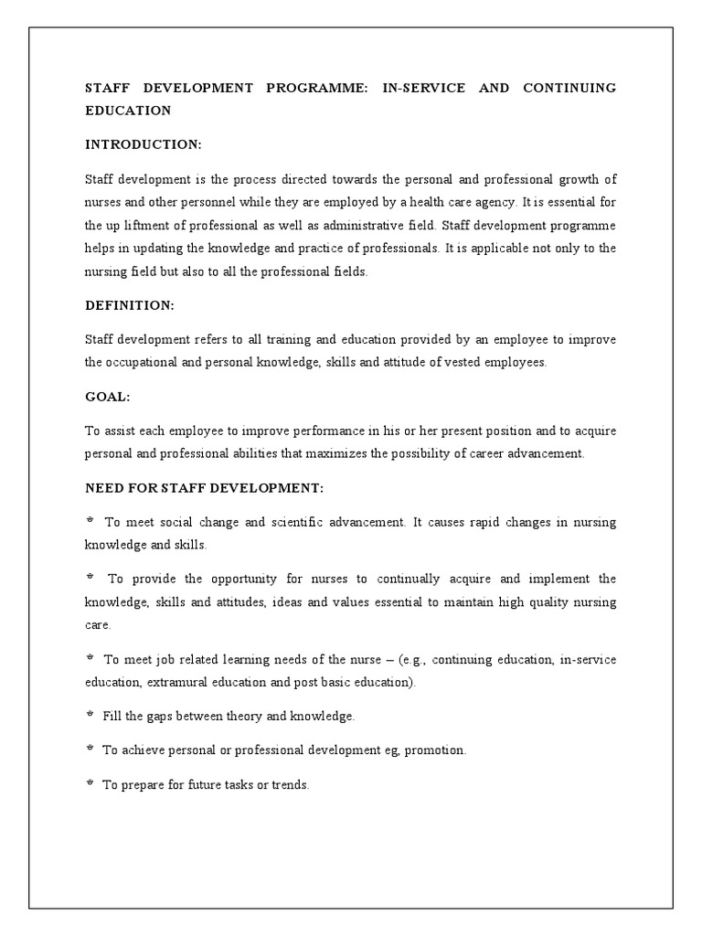 Staff Development Programme | Download Free PDF | Evaluation | Nursing