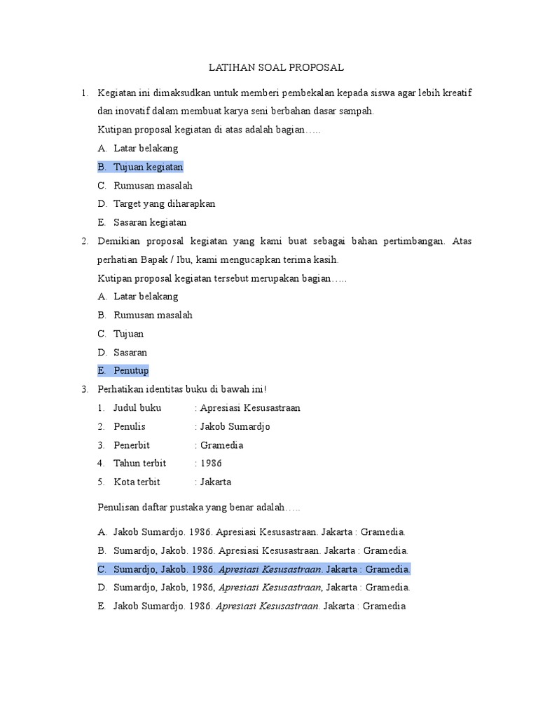Latihan Soal Proposal | PDF