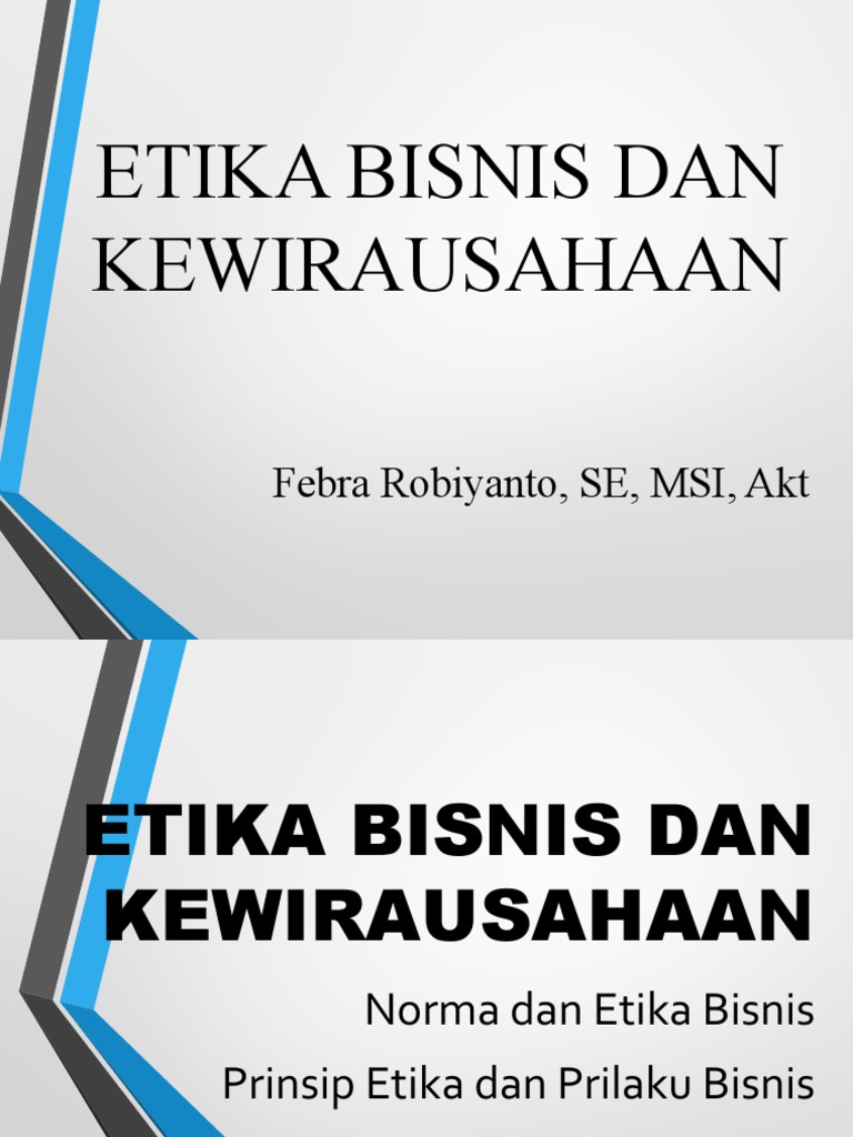 Etika Bisnis Dan Kewirausahaan | PDF