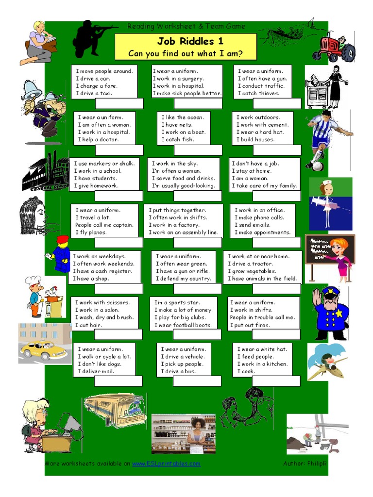 Job Riddles 1: Can You Find Out What I Am? | PDF