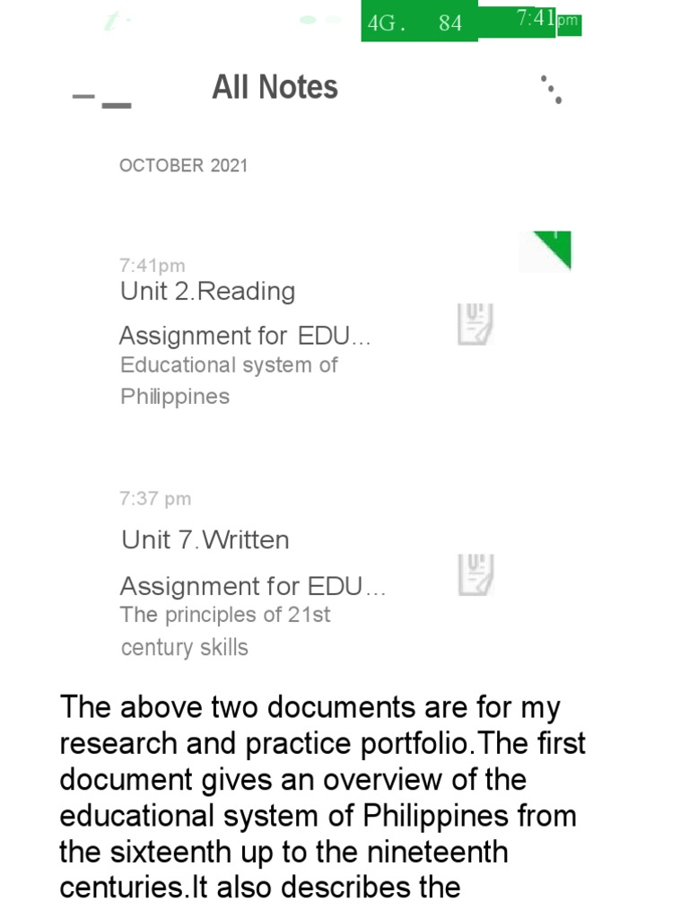 All Notes: Unit 2.reading Assignment For EDU | PDF