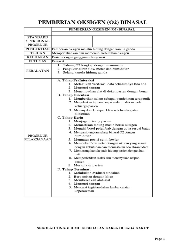Pemberian Oksigen | PDF