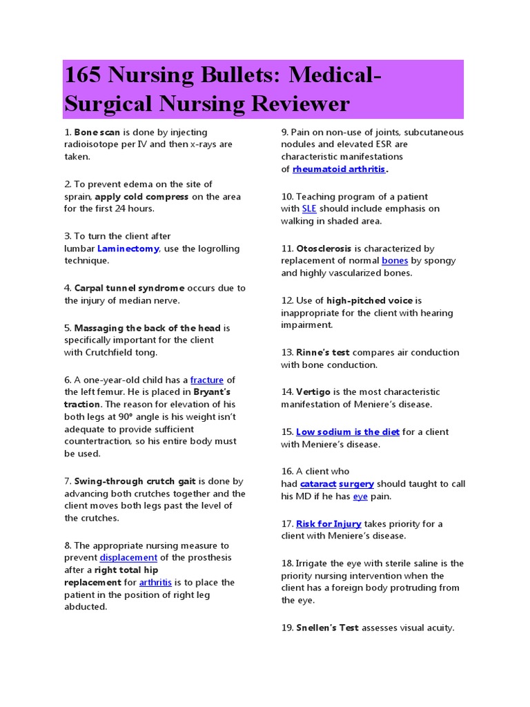 165 Nursing Bullets | Download Free PDF | Pain | Glaucoma