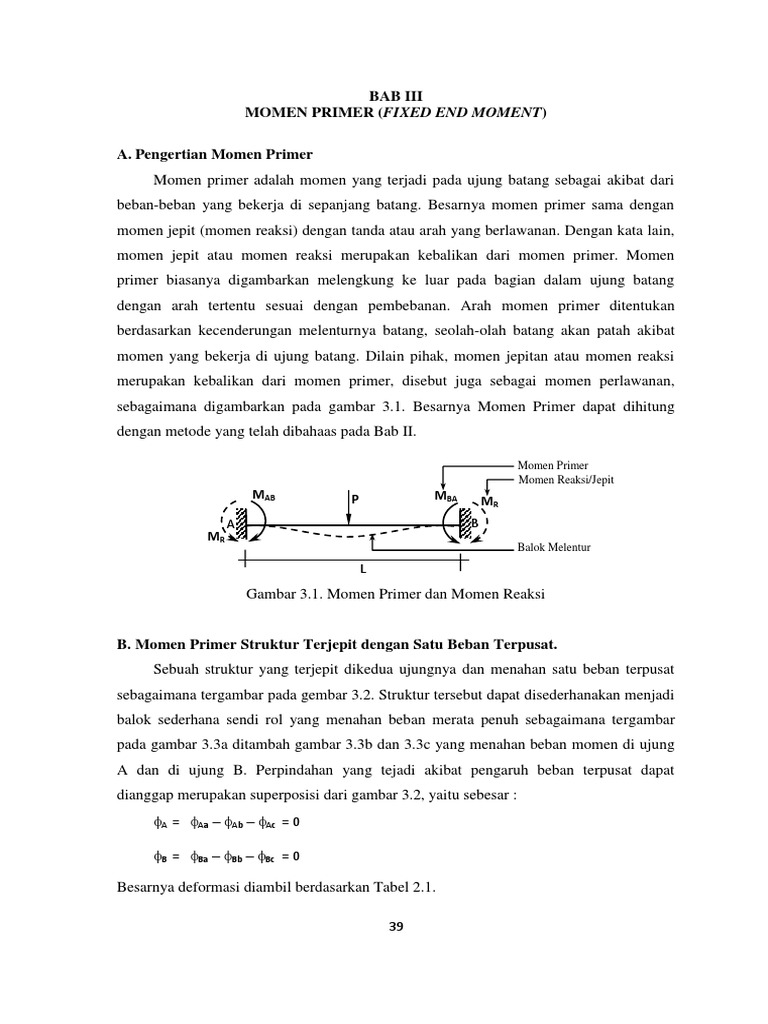 Bab 3. Momen Primer (Fixed End Moment) | PDF