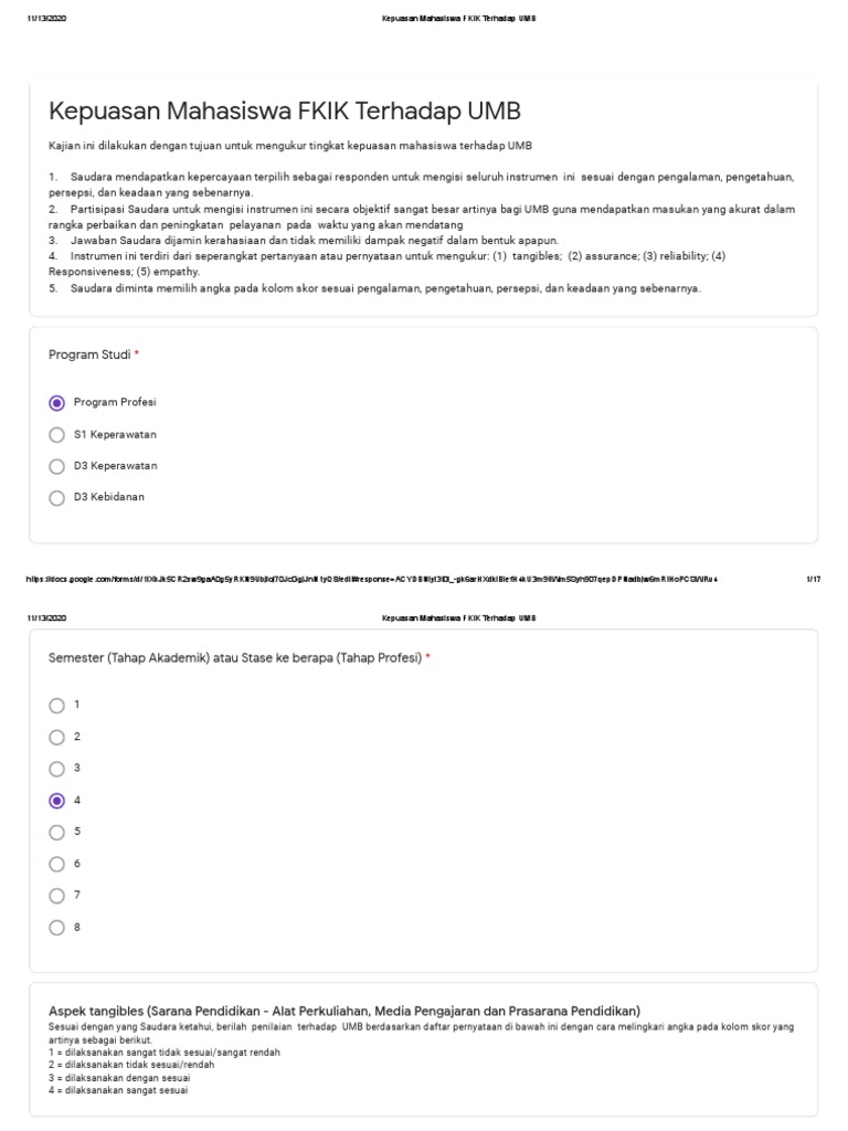 Survey Kepuasan Mahasiswa - Google Form2 | PDF